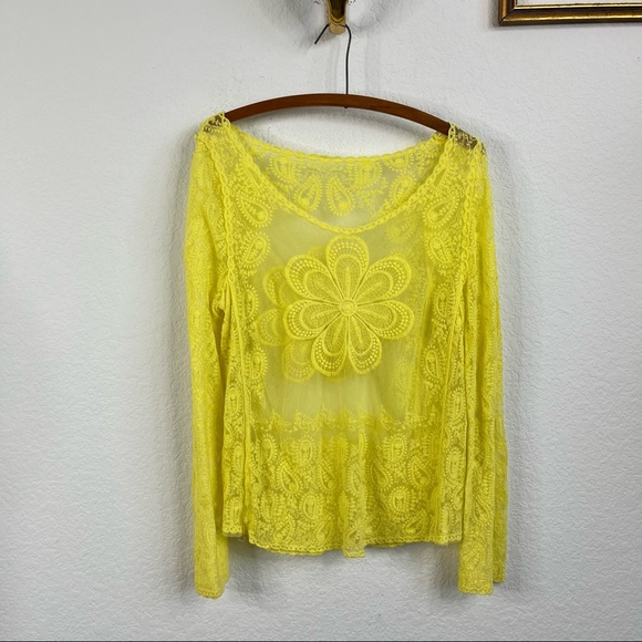 Anthropologie | Tops | Anthro Sheer Yellow Boho Sunny Daisy Mandala ...